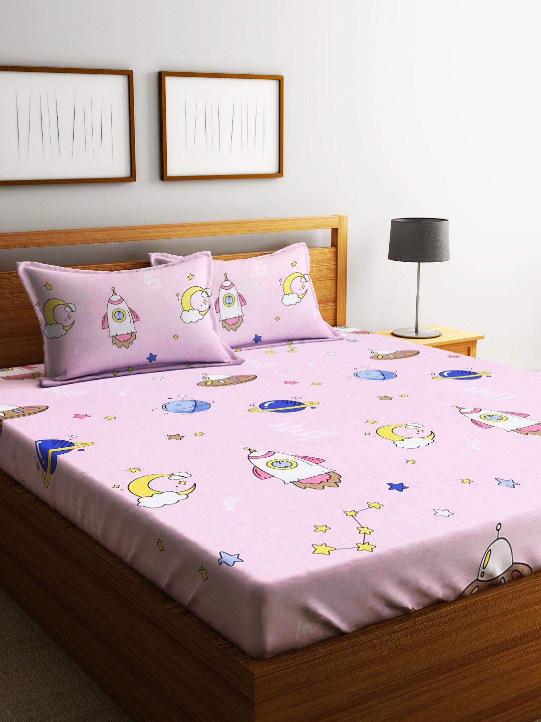 Buy Home Sizzler Kids Pink Cartoon Characters Microfibre 210 TC Queen ...