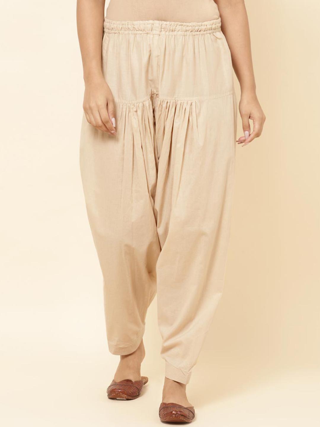 Buy Fabindia Women Pure Cotton Straight Fit Salwar With Gathers And ...