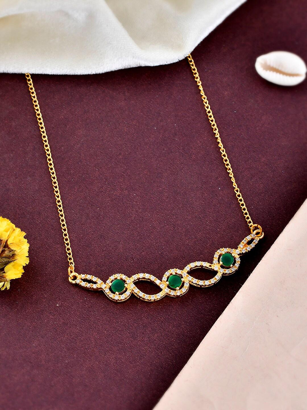 Buy Silvermerc Designs Gold Plated American Diamond Studded Chain ...