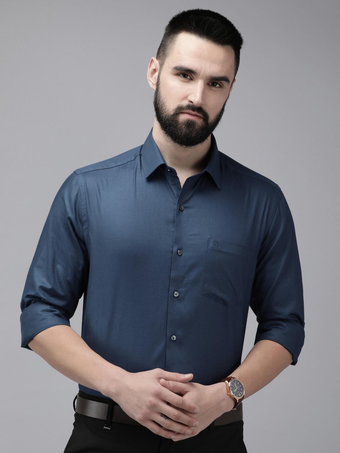 Buy Arrow Pure Cotton Self Design Textured Manhattan Slim Fit Opaque ...