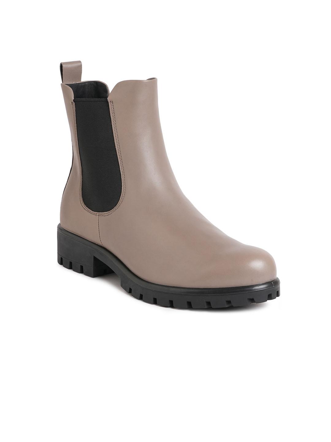 Buy ECCO Women Modtray Taupe Leather Regular Chelsea Boots - Boots for ...