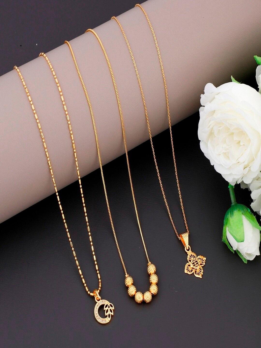 Buy JEWEL WORLD Set Of 3 Gold Plated Chain - Necklace And Chains for ...