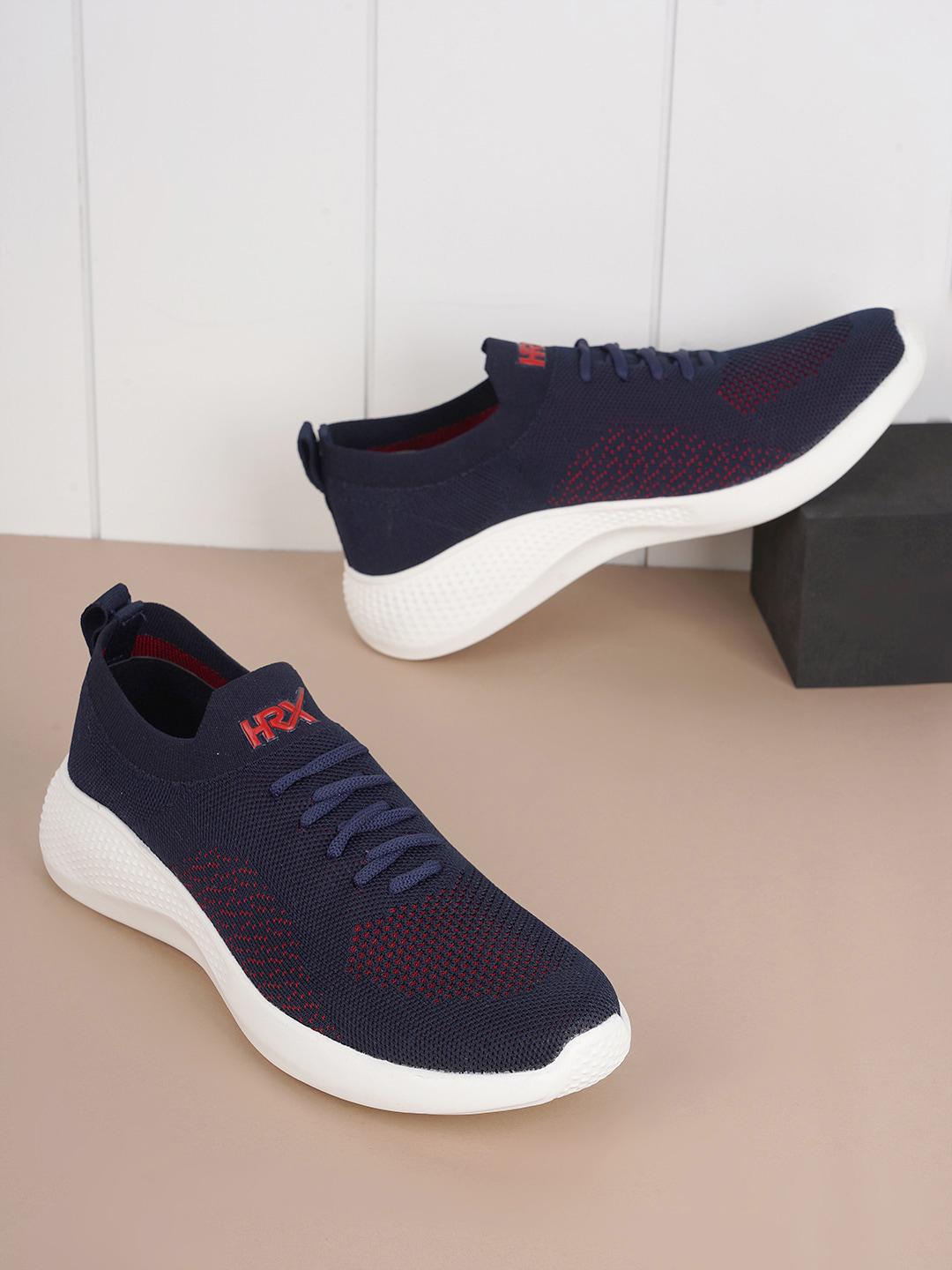 Buy HRX By Hrithik Roshan Men Navy Blue & Red Textured Contrast Sole ...