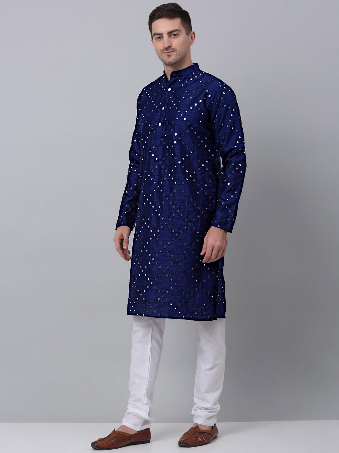 Buy Jompers Mirror Work Embellished Pure Cotton Kurta With Churidar ...