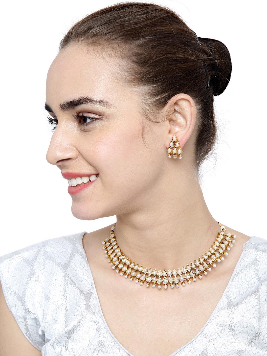 Buy Shining Diva Gold Toned Stone Studded Jewellery Set - Jewellery Set ...