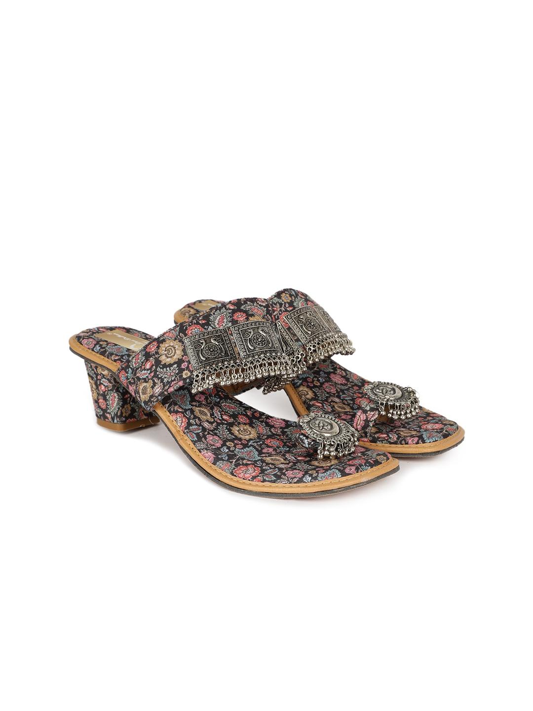 Buy The Desi Dulhan Ethnic Embellished Printed One Toe Block Heels ...