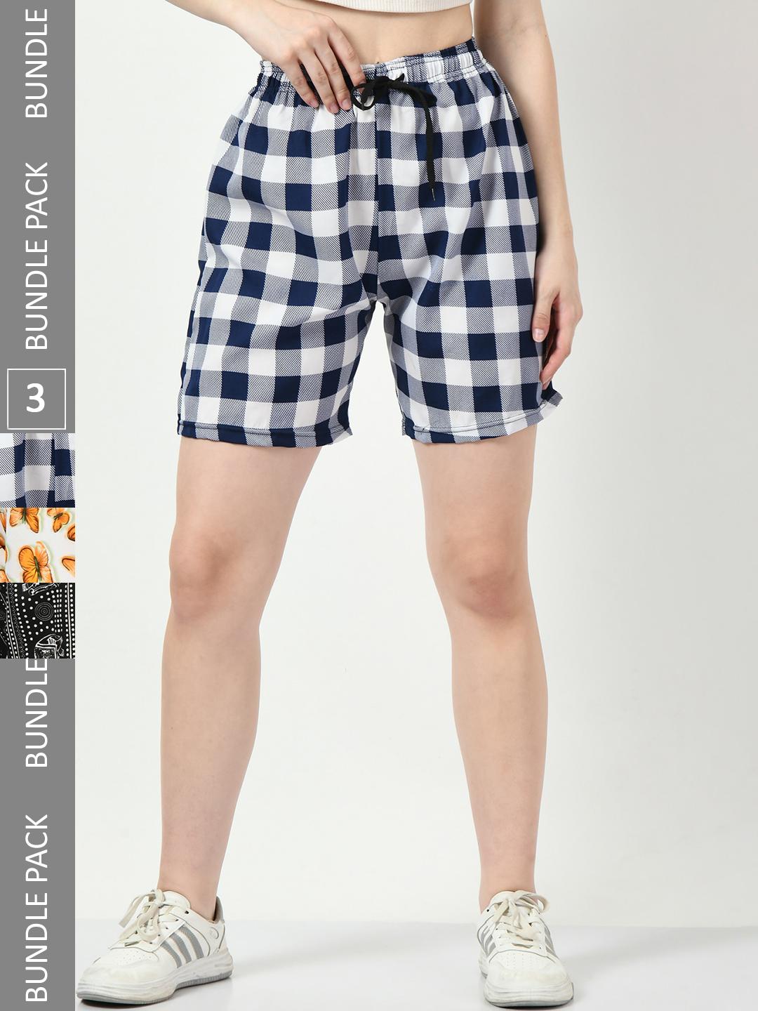 Buy BAESD Women Multicoloured Checked High Rise Technology Shorts ...