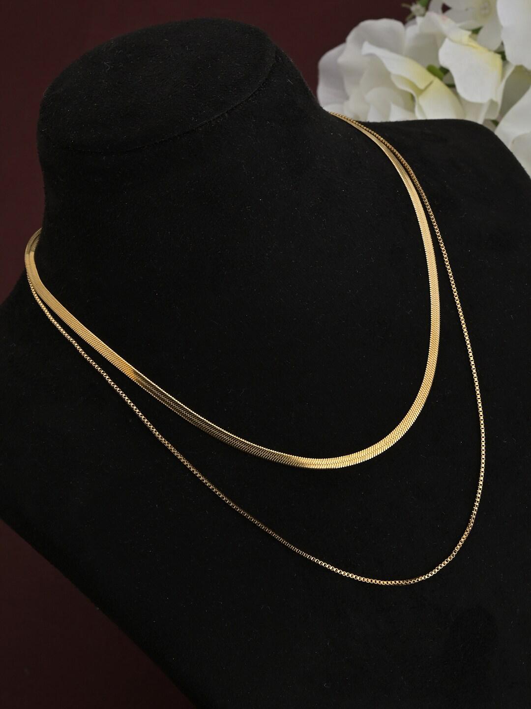Buy Women 18k Gold Plated Double Chain Delight Waterproof & Anti ...