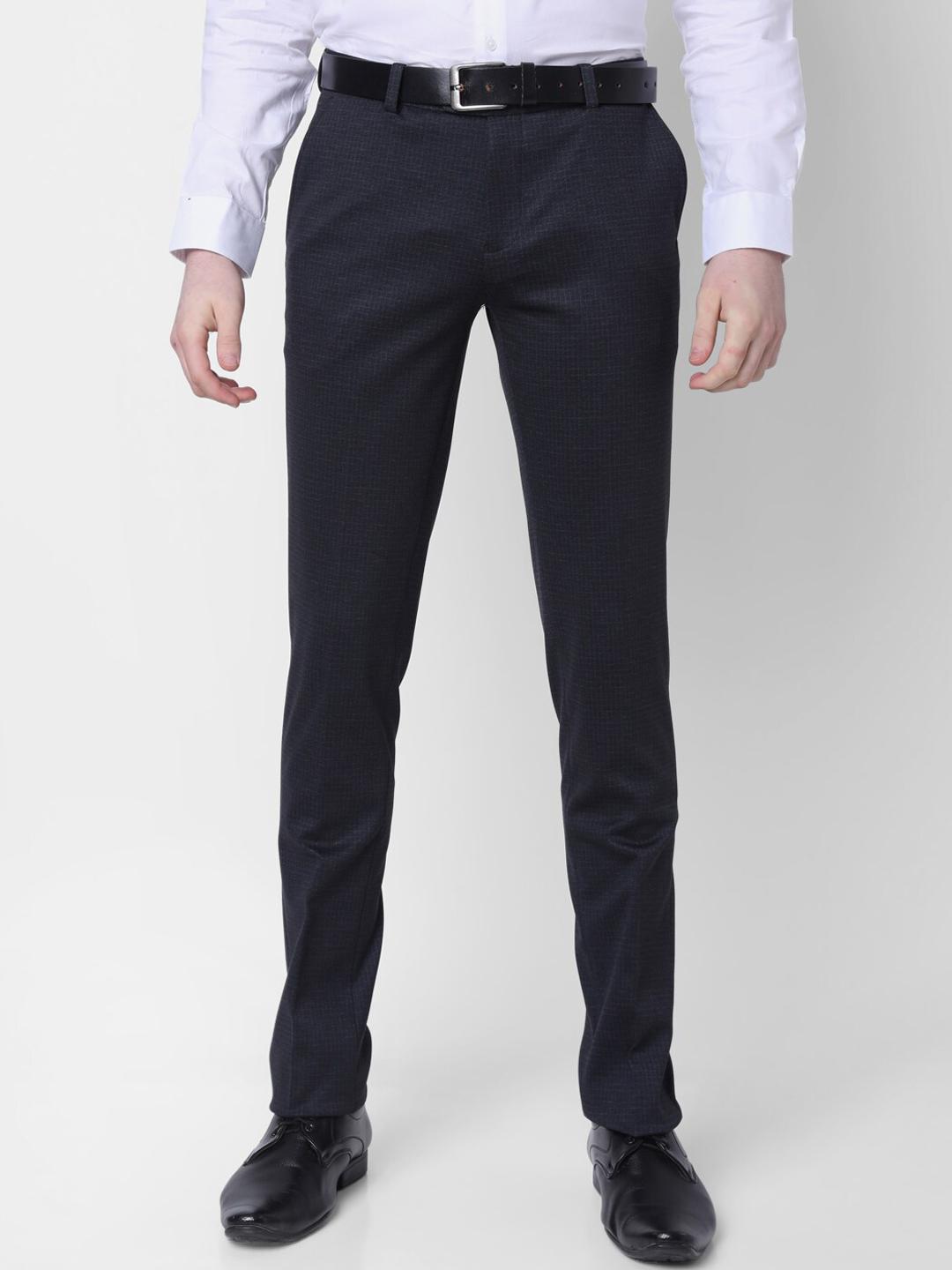 Buy J Hampstead Men Checked Slim Fit Formal Trousers - Trousers for Men ...
