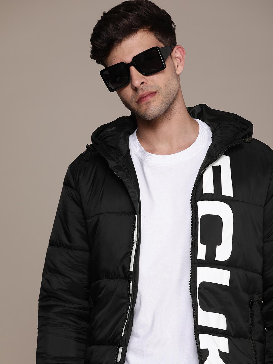 Buy FCUK Brand Logo Printed Hooded Puffer Jacket - Jackets for Men ...