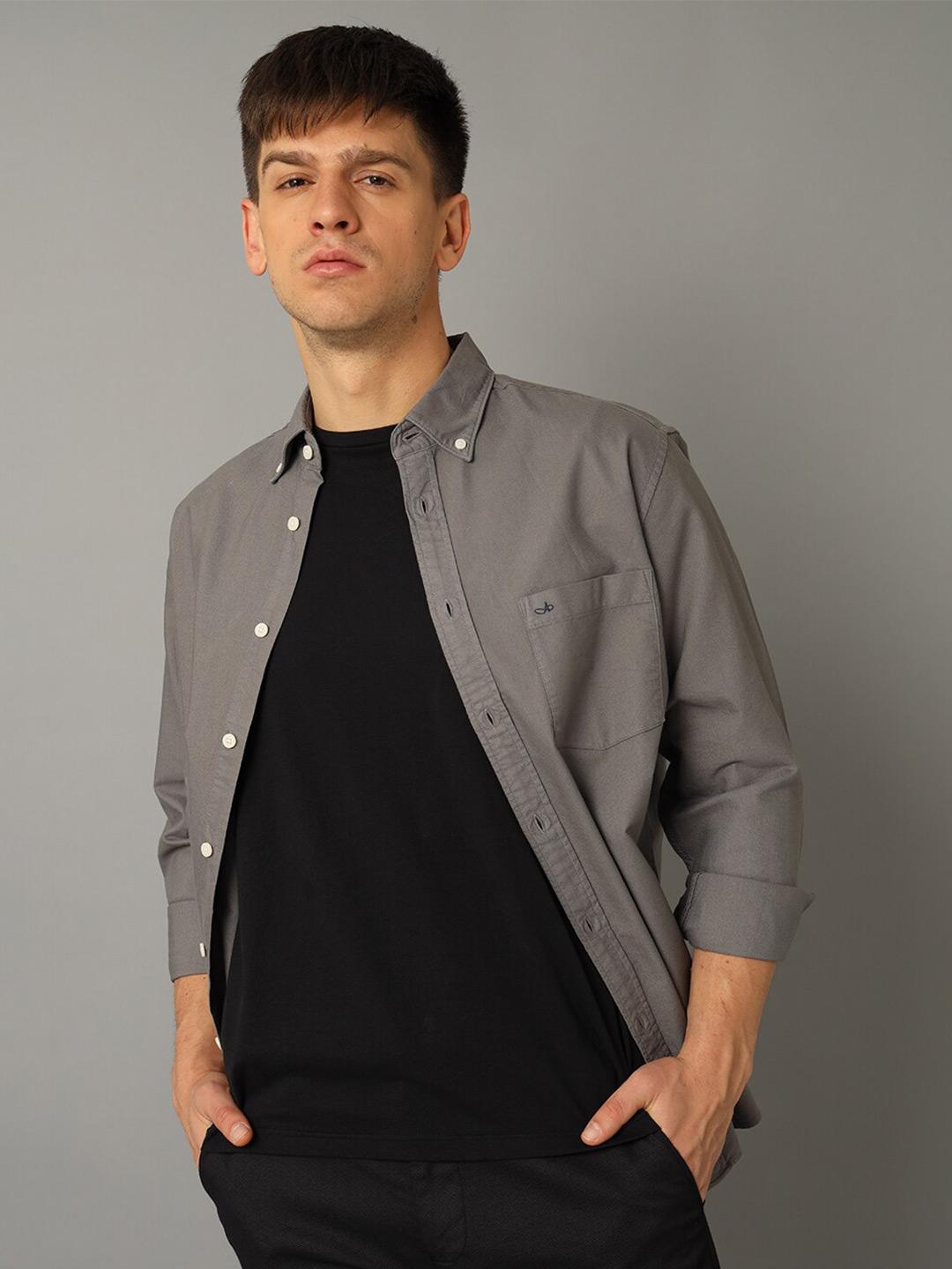 Buy Aldeno Comfort Button Down Collar Pure Cotton Casual Regular Fit ...