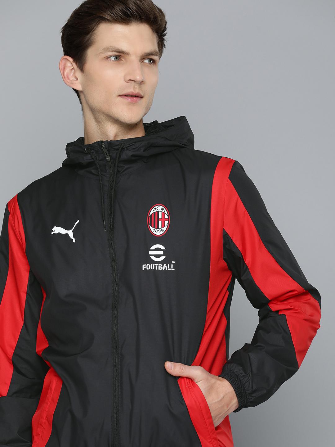Buy Puma AC Milan Colourblocked Prematch Sporty Jacket With RainCELL ...