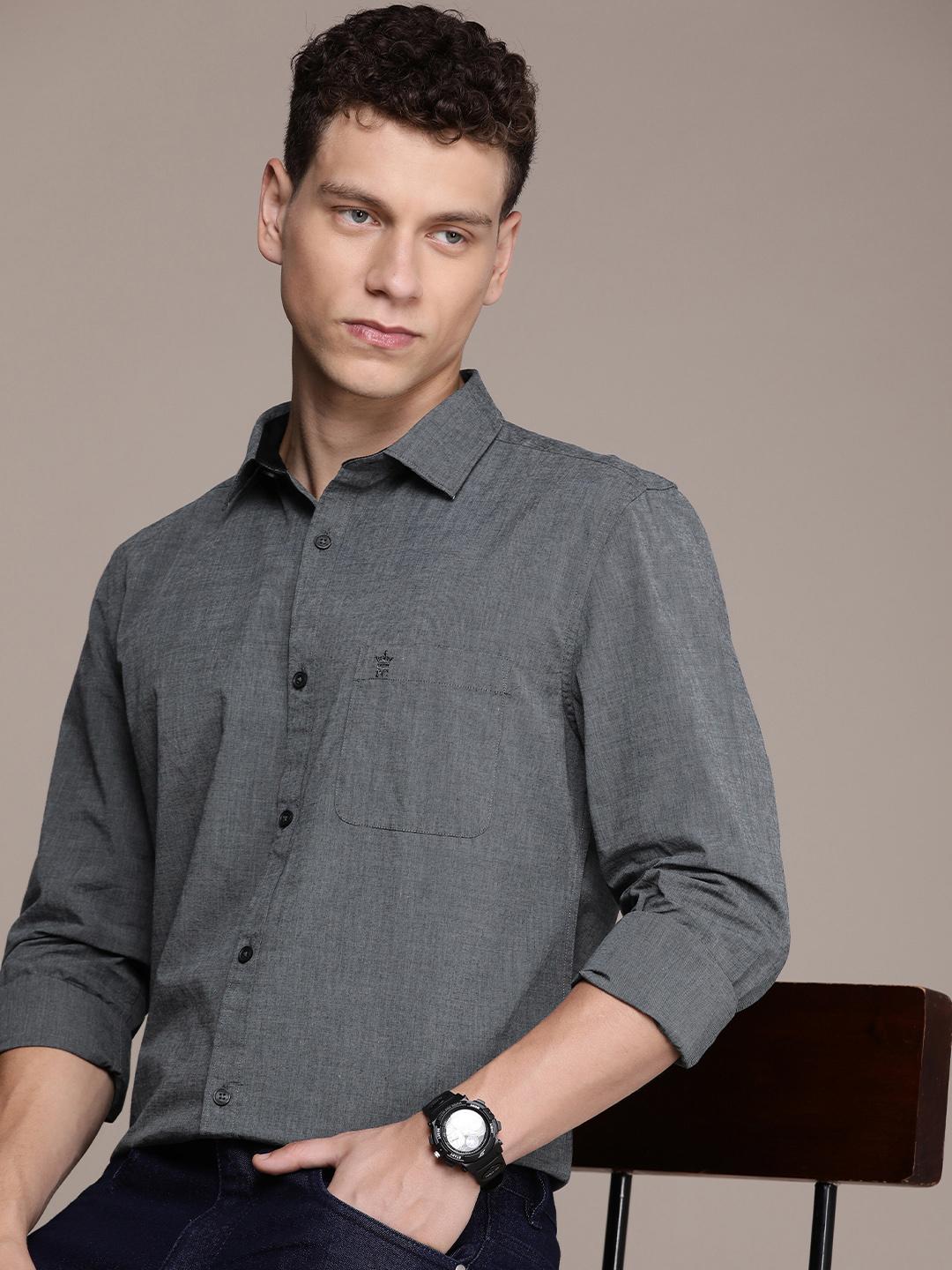 Buy French Connection Pure Cotton Slub Slim Fit Opaque Casual Shirt ...