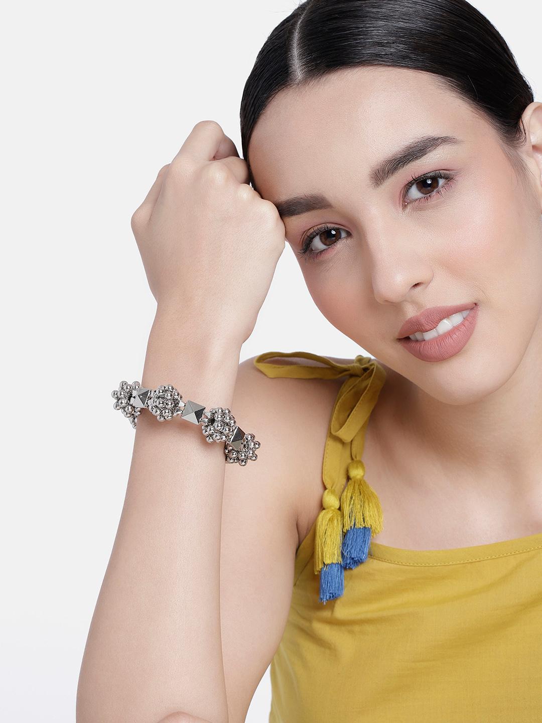 Buy LAIDA Women Oxidised Silver Plated Bangle Style Bracelet - Bracelet ...