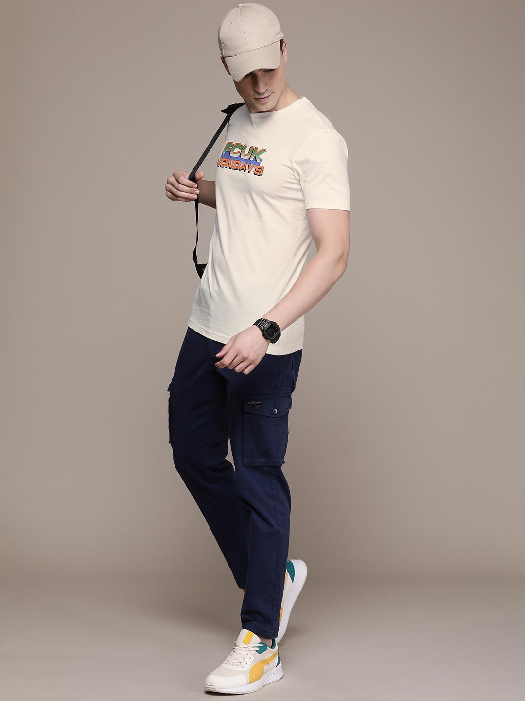Buy FCUK Brand Logo Printed Pure Cotton T Shirt - Tshirts for Men ...