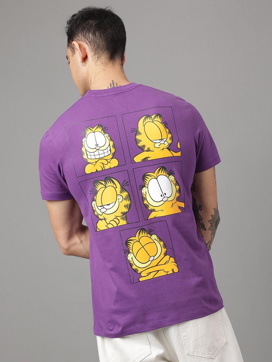 Buy Free Authority Garfield Front And Back Printed Round Neck Regular ...