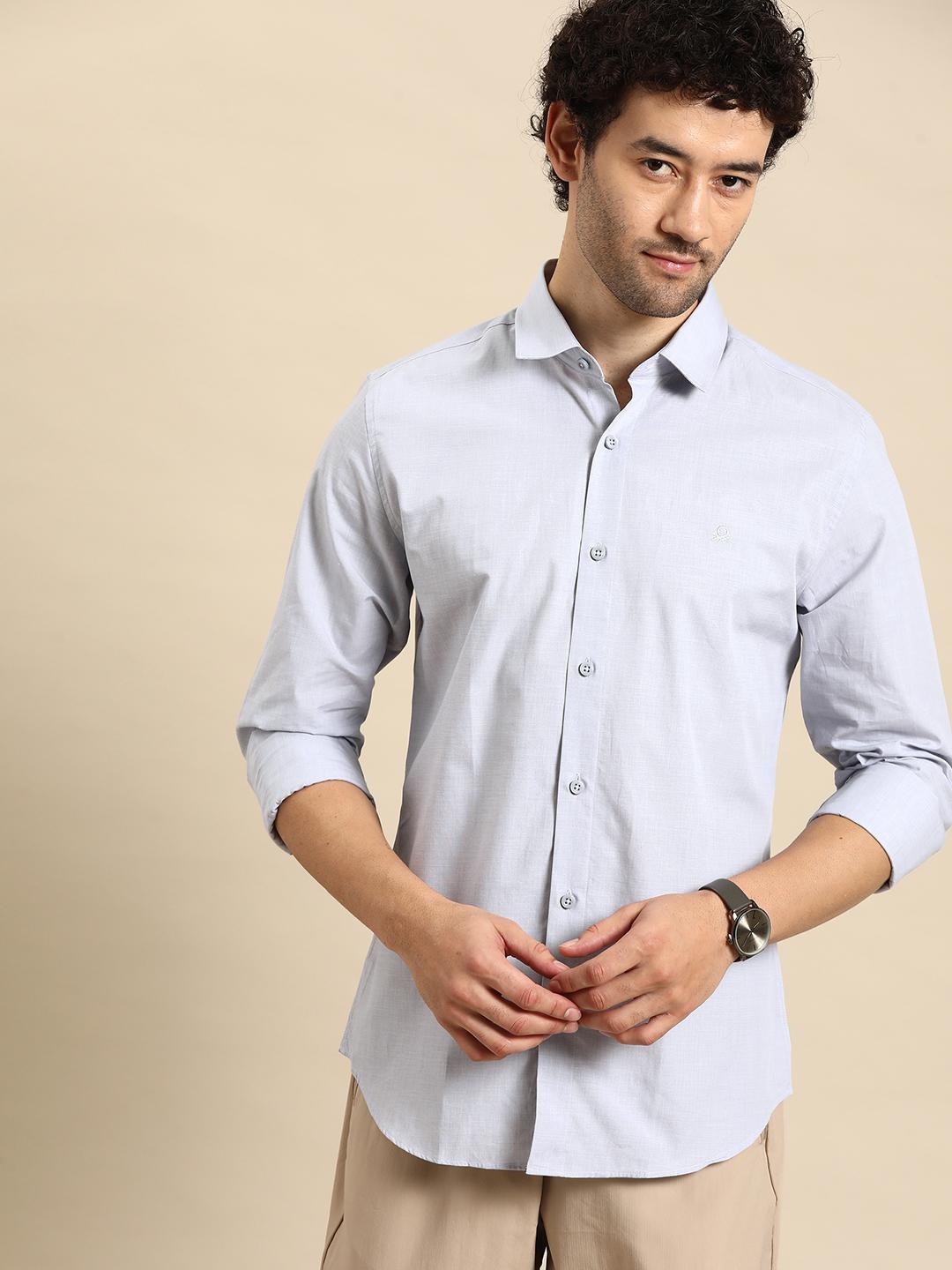 Buy United Colors Of Benetton Pure Cotton Slim Fit Opaque Casual Shirt ...