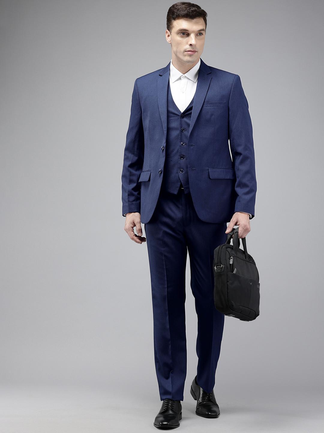 Buy Park Avenue Self Design Textured Single Breasted 3 Peice Formal ...