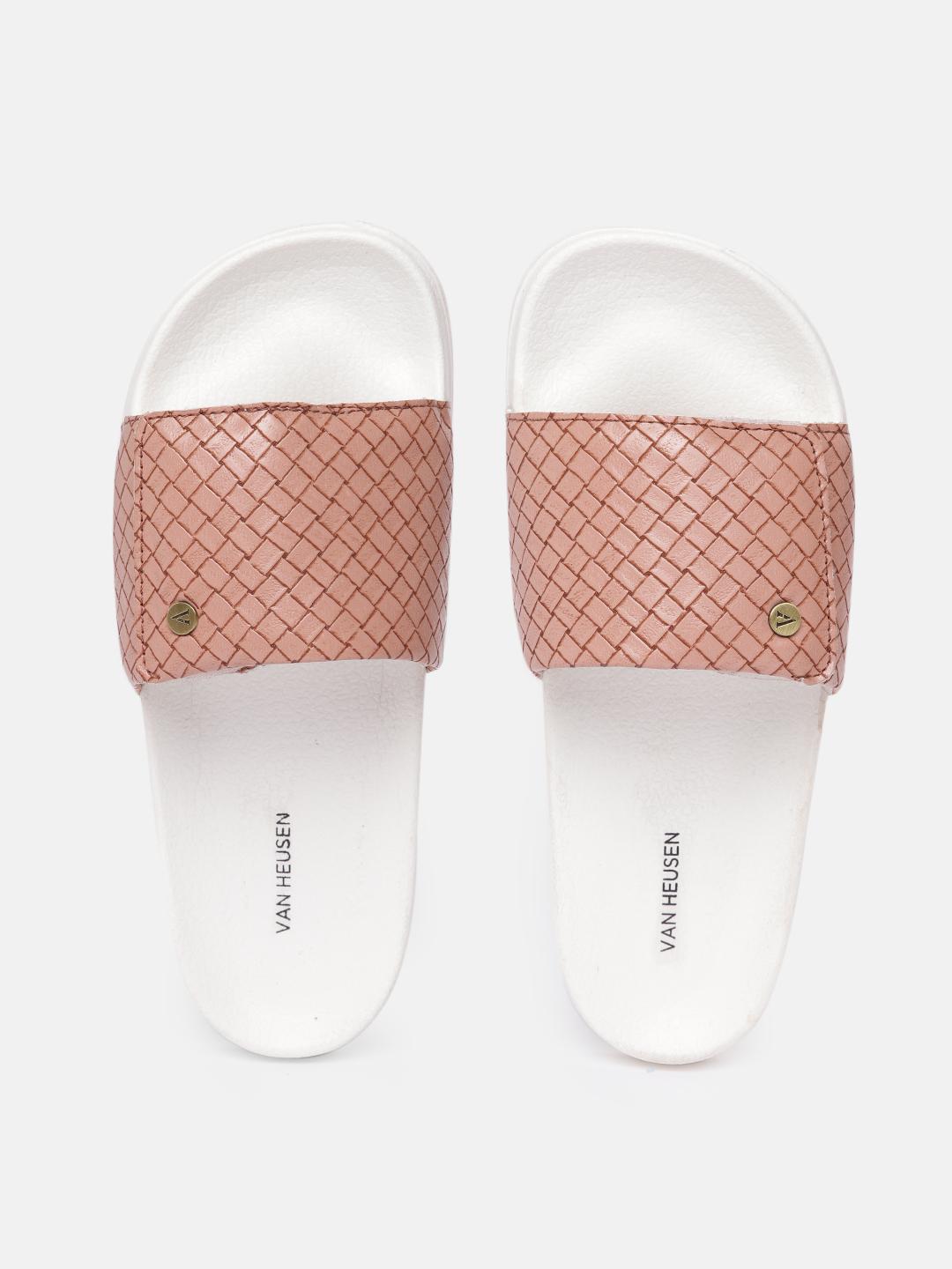 Buy Van Heusen Woman Basket Weave Textured Sliders - Flip Flops for ...