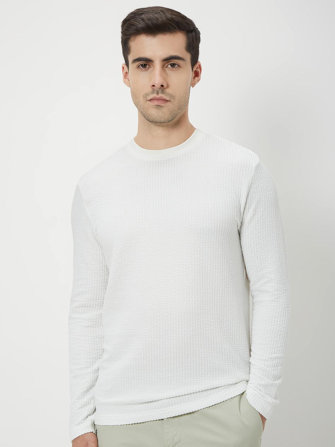 Buy Mufti Self Design Crew Neck Slim Fit Casual T Shirt - Tshirts for ...