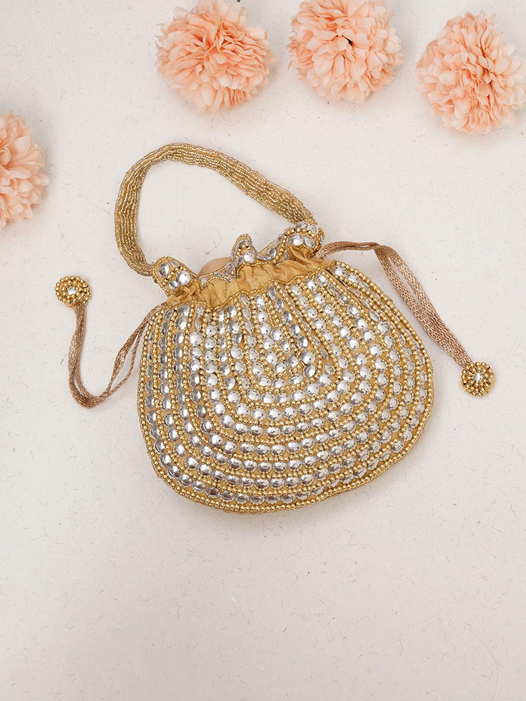 Buy FABBHUE Embellished Cotton Potli Clutch - Clutches for Women ...