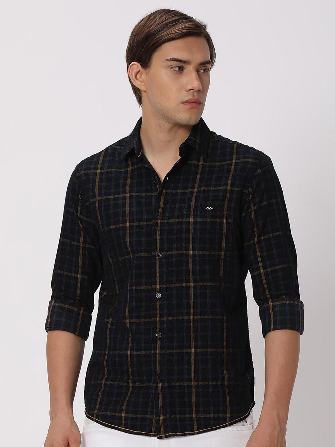 Buy Mufti Slim Fit Tartan Checked Casual Pure Cotton Shirt - Shirts for ...