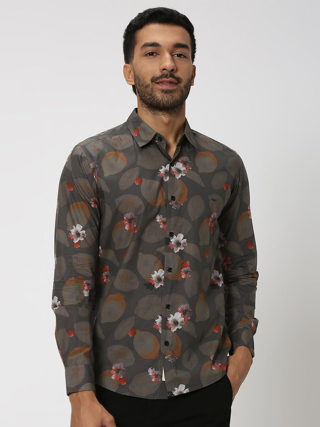 Buy Mufti Floral Printed Slim Fit Opaque Cotton Casual Shirt - Shirts ...
