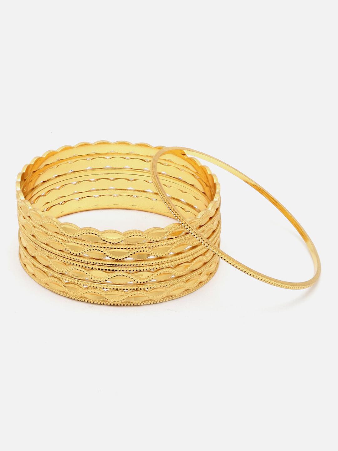 Buy Anouk Set Of 10 Gold Plated Textured Bangles - Bangle for Women ...