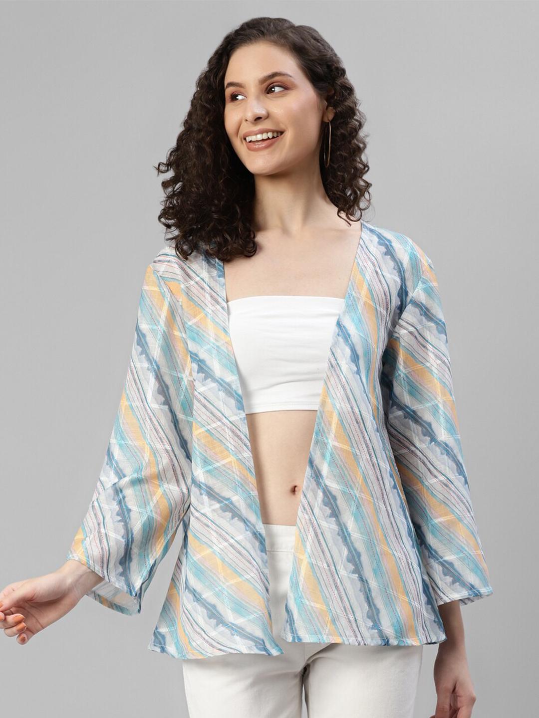 Buy DEEBACO Striped Linen Shrug - Shrug for Women 24234282 | Myntra