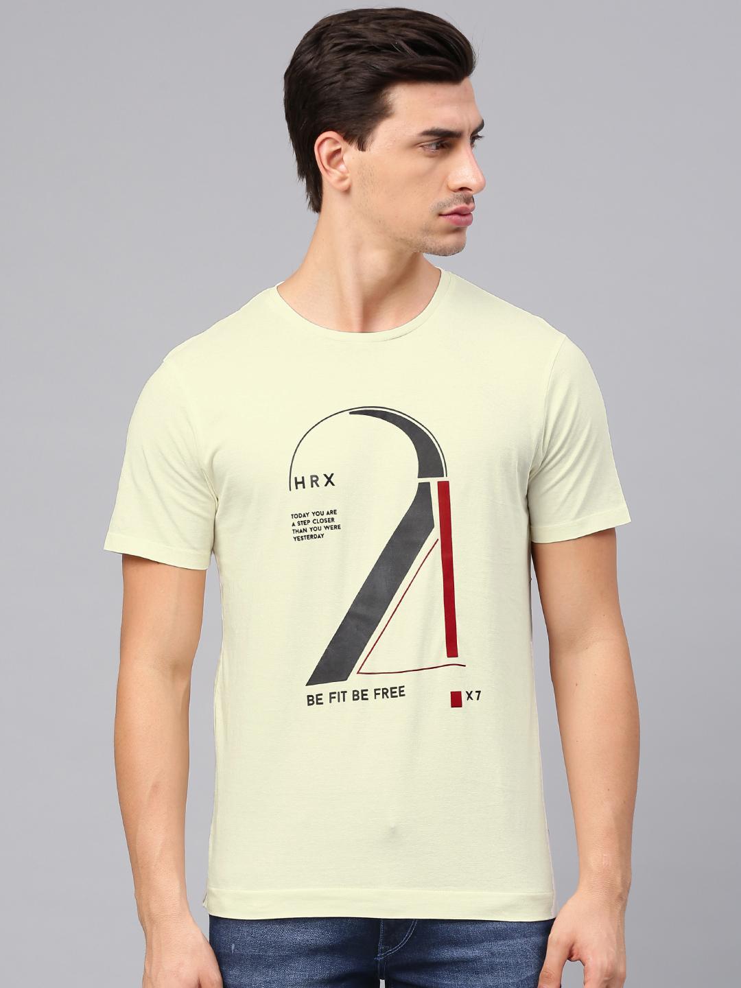 Buy HRX By Hrithik Roshan Men Cream Coloured Printed T Shirt - Tshirts ...