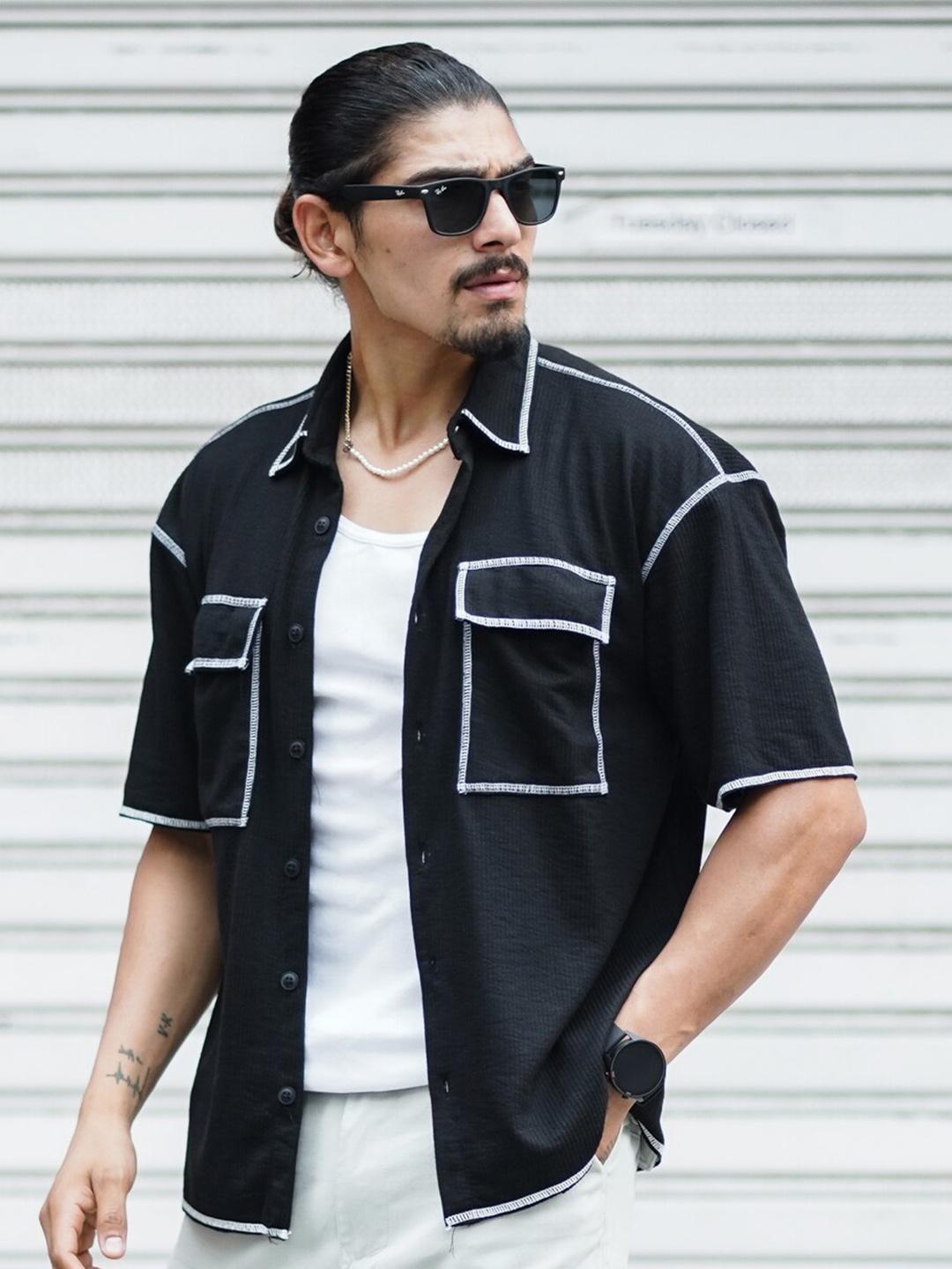 Buy Powerlook Black India Slim Opaque Oversized Shirt - Shirts for Men ...