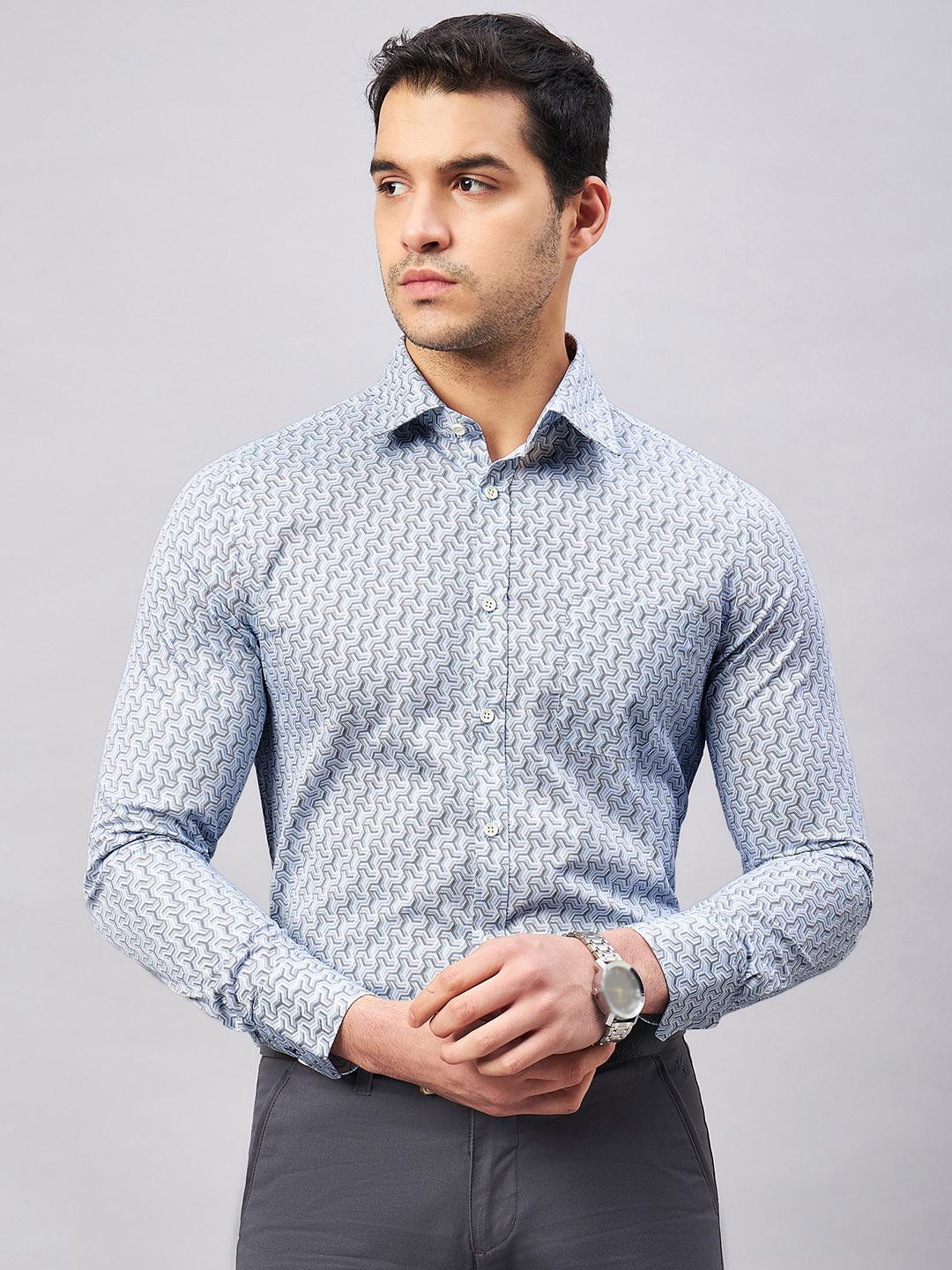 Buy LOUIS STITCH Comfort Regular Fit Abstract Printed Pure Cotton ...