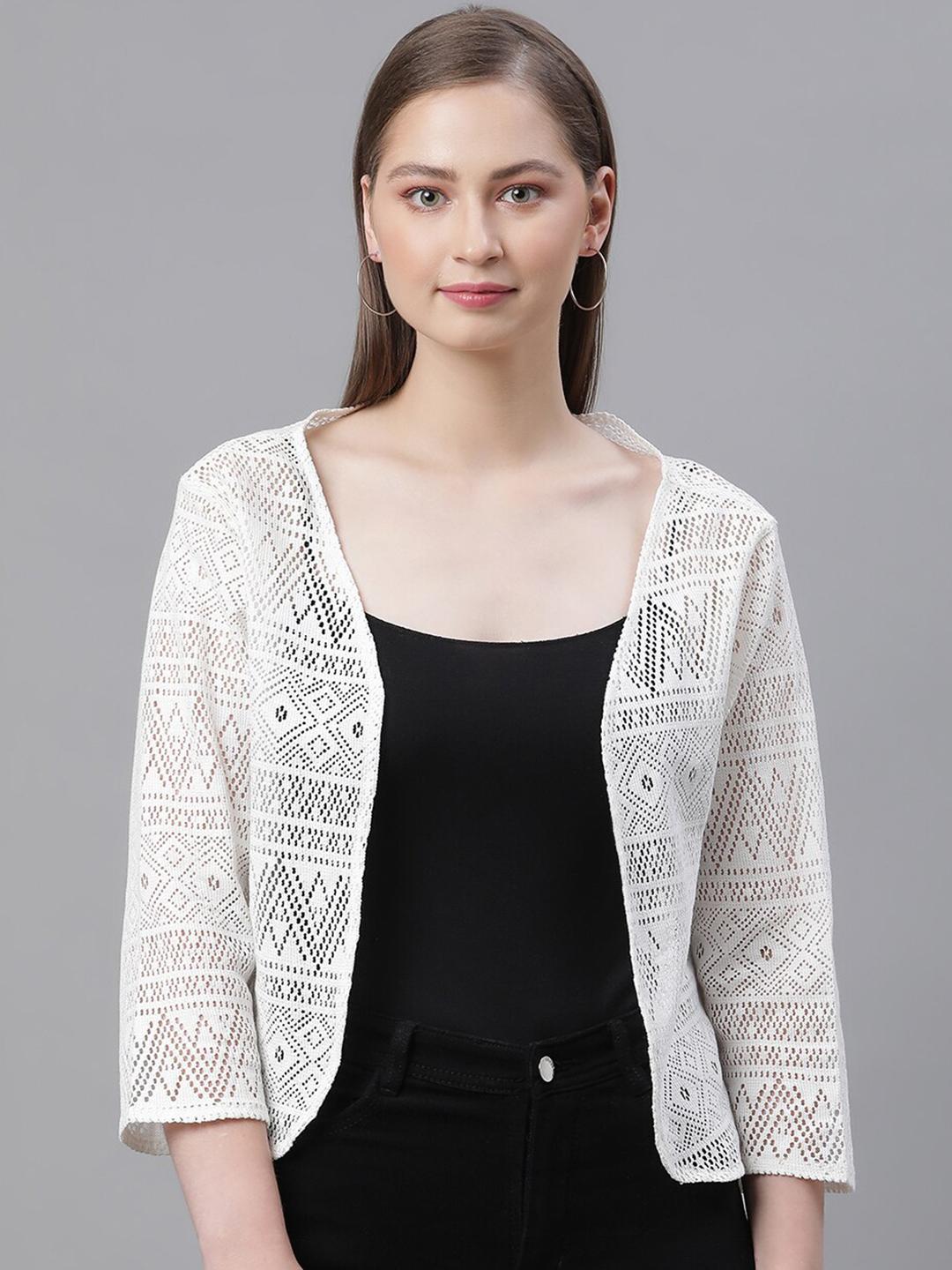 Buy UnaOne Self Design Open Front Shrug - Shrug for Women 24265094 | Myntra