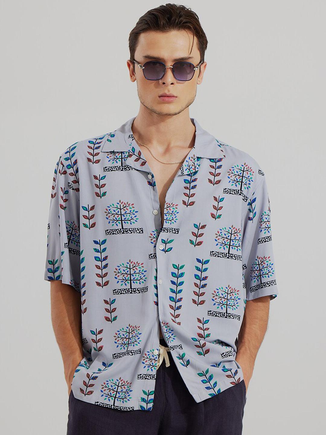 Buy Snitch Blue Classic Oversized Floral Printed Casual Shirt - Shirts ...