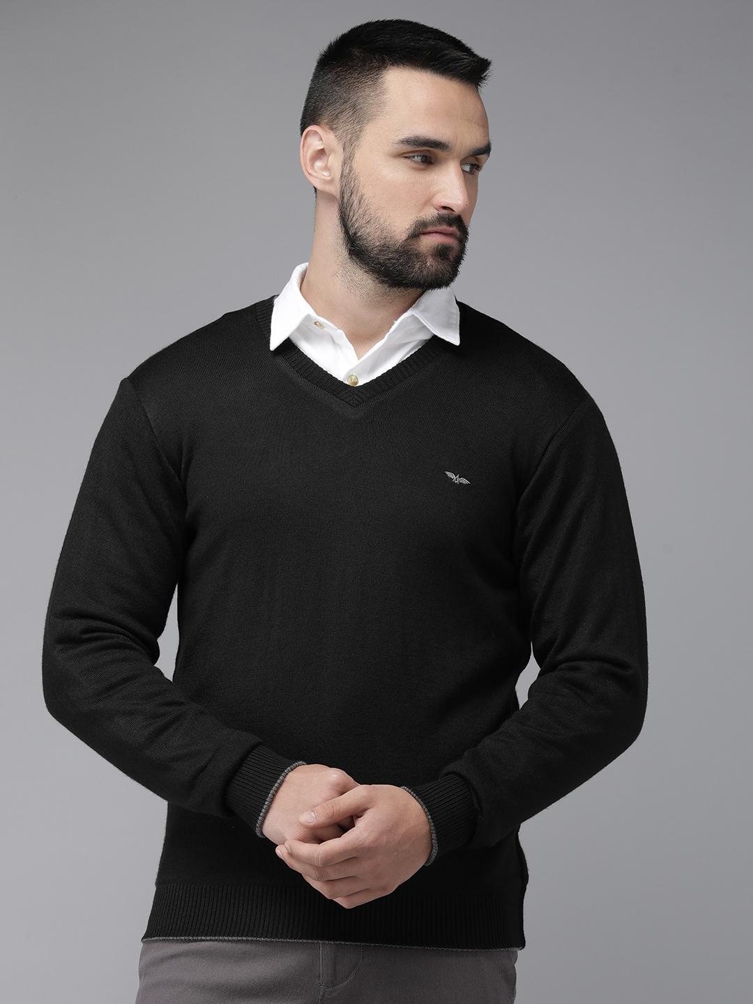 Buy Park Avenue Long Sleeves V Neck Knitted Reversible Pullover ...