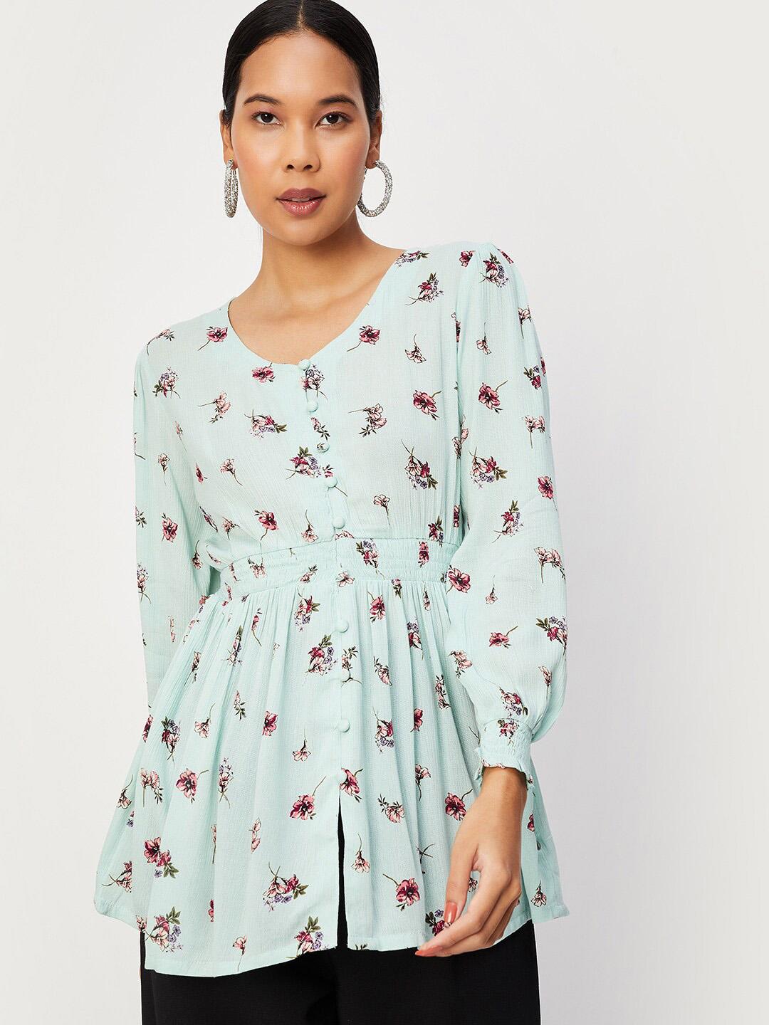 Buy Max Floral Printed V Neck Smocked Tunic - Tunics for Women 24313386 ...