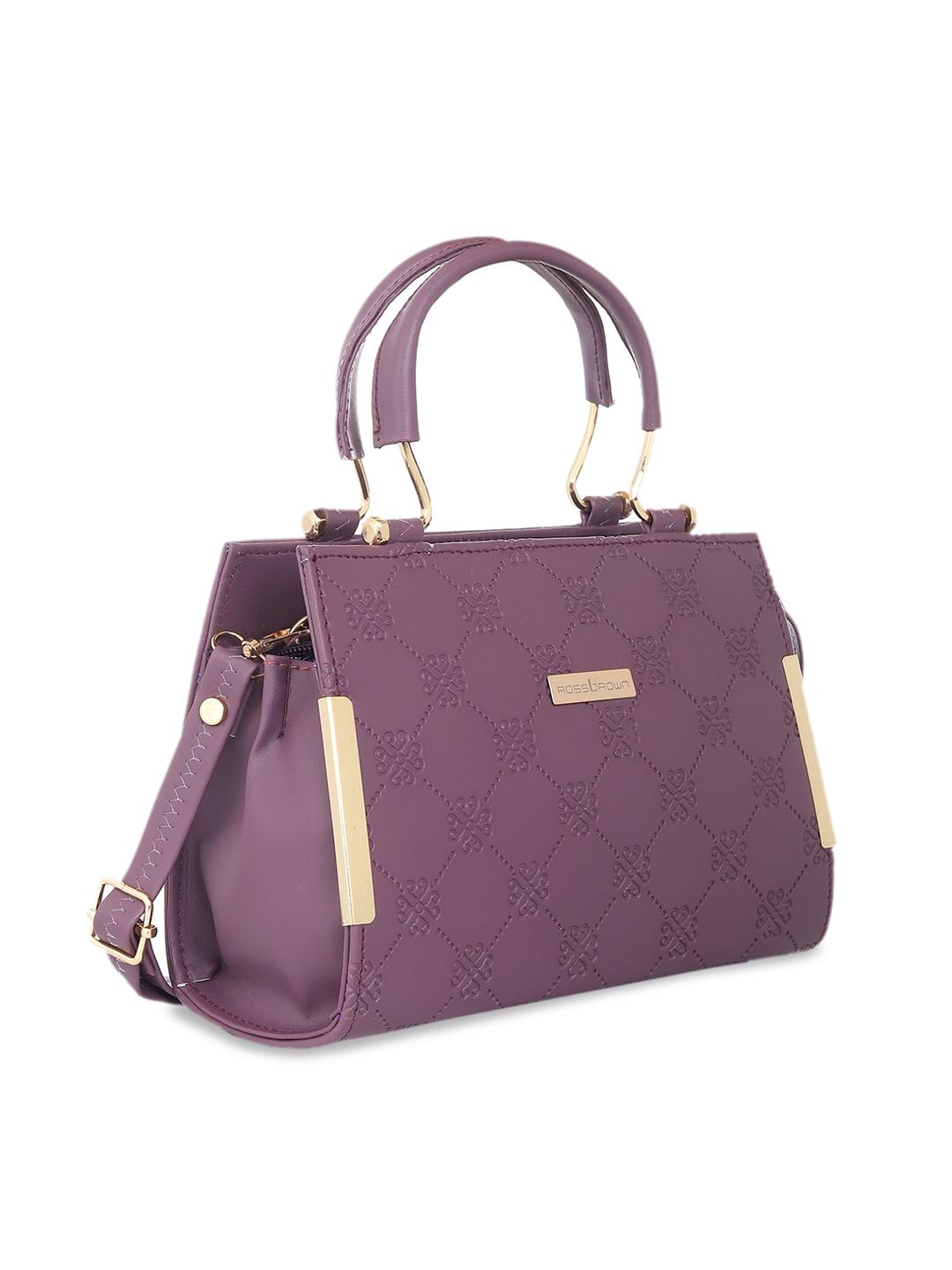 Buy ROSS BROWN PU Structured Quilted Handheld Bag - Handbags for Women ...