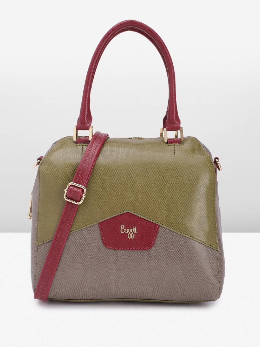 Buy Baggit Women's & Maroon Colorblock Structured Handheld Bag ...