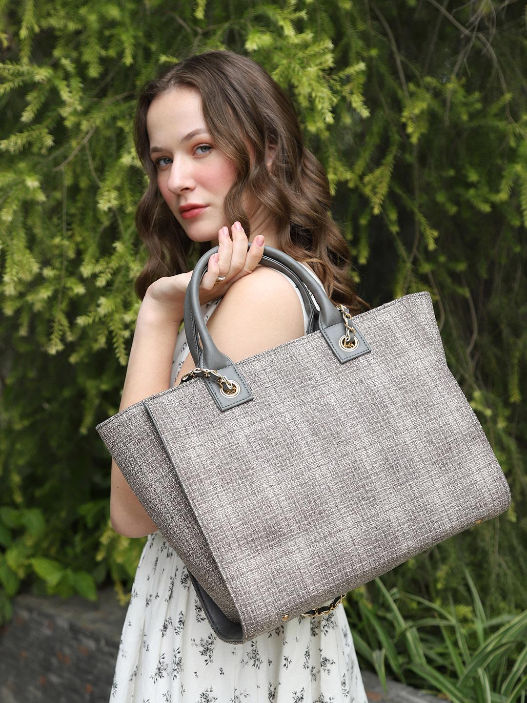 Buy MINI WESST Checked Structured Tote Bag - Handbags for Women ...
