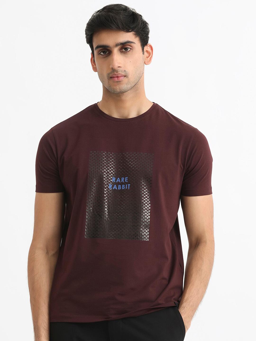 Buy RARE RABBIT Men Gregory Graphic Printed Cotton Slim Fit T Shirt ...