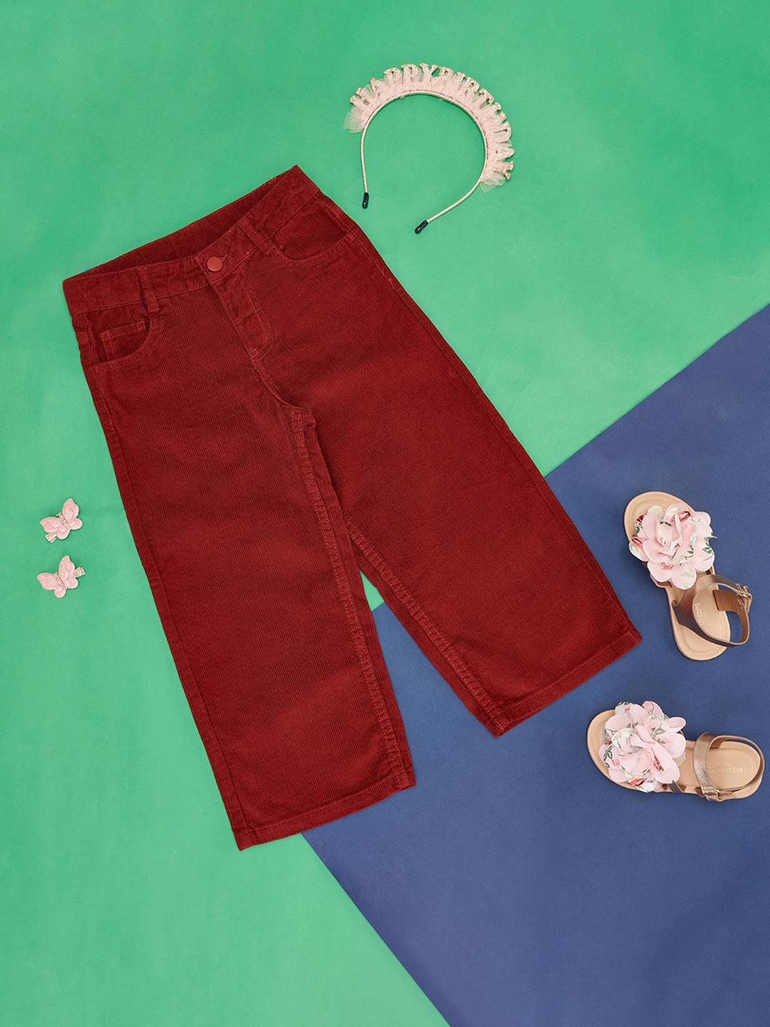 Buy Pantaloons Junior Girls Cotton Corduroy Trousers - Trousers for ...