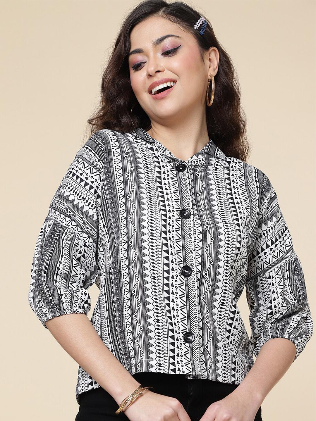 Buy CLEMIRA Ethnic Motifs Printed Crepe Boxy Top - Tops for Women ...