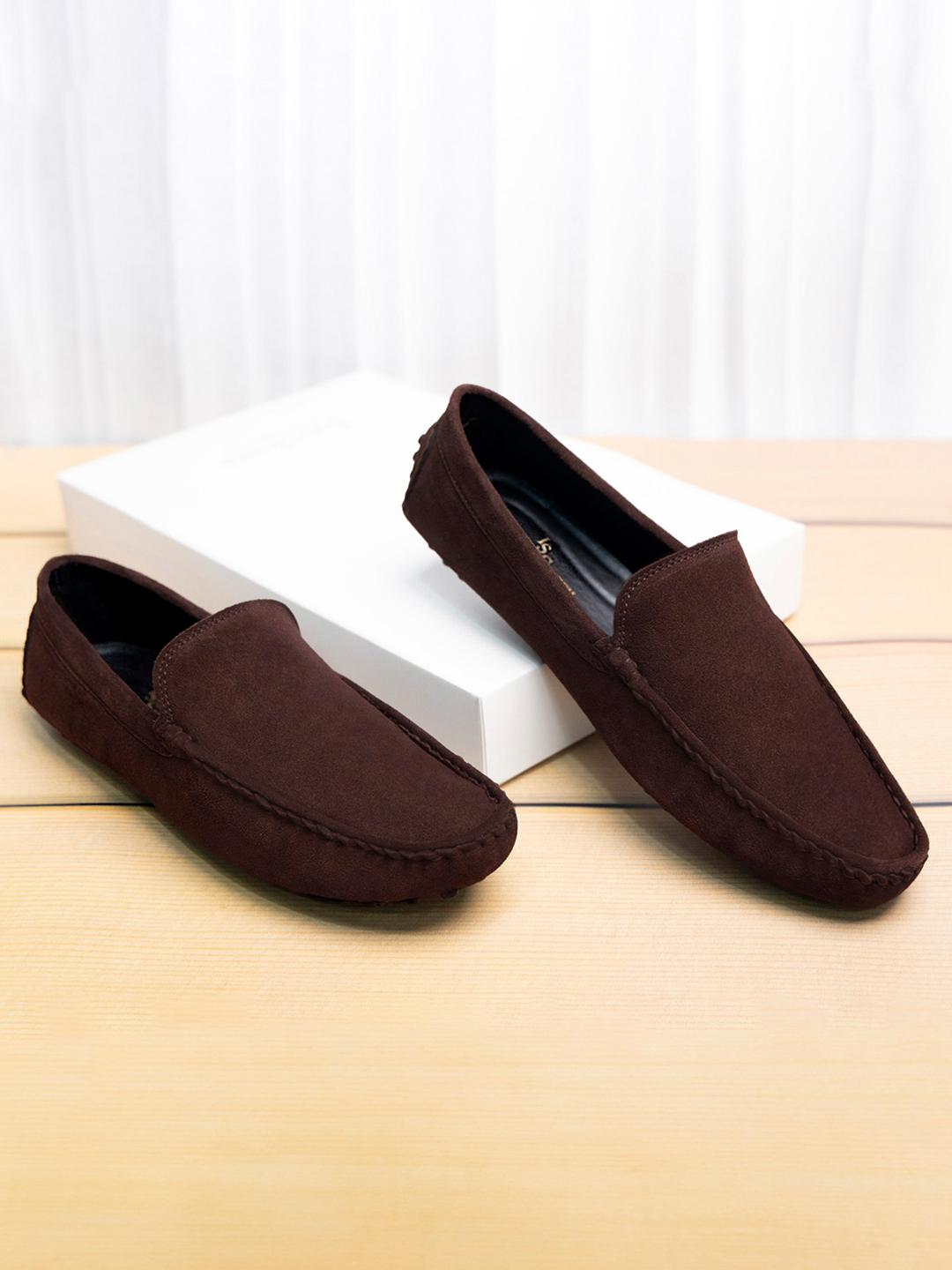 Buy LOUIS STITCH Men Brunette Brown Italian Suede Leather Handmade ...