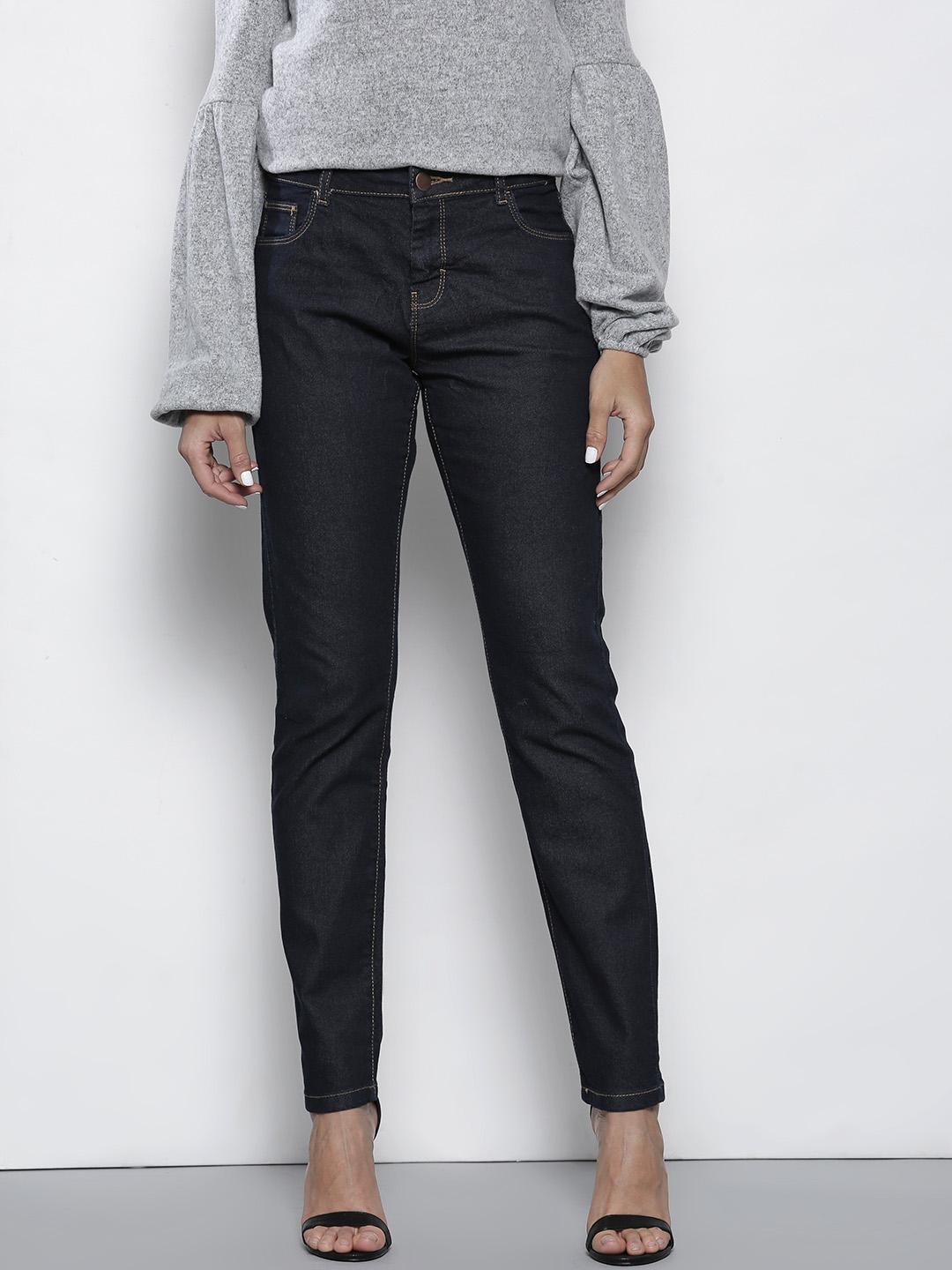 Buy DOROTHY PERKINS Women Navy Ashley Straight Fit Mid Rise Clean Look ...