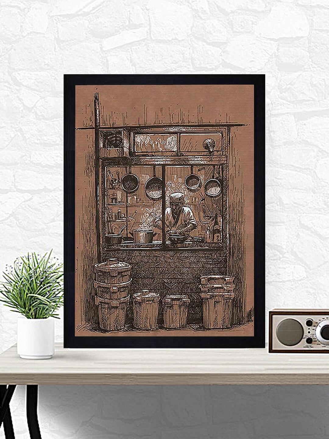 Buy Gallery99 Brown Tea Shop Texture Paper Framed Wall Art - Wall Art ...