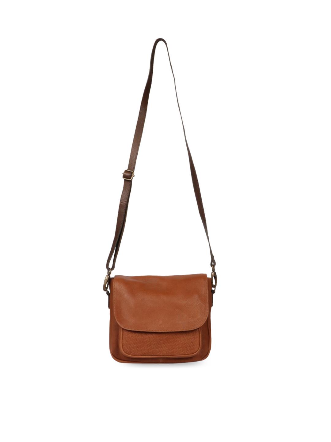 Buy Saint G Tan Structured Leather Sling Bag - Handbags for Women ...