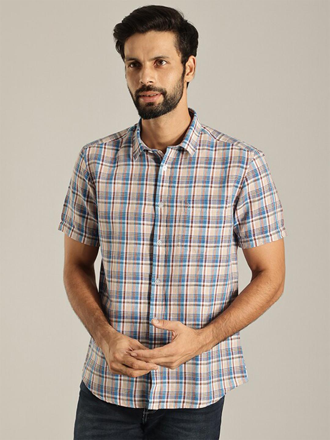 Buy Indian Terrain Slim Fit Tartan Checks Linen Casual Shirt - Shirts ...