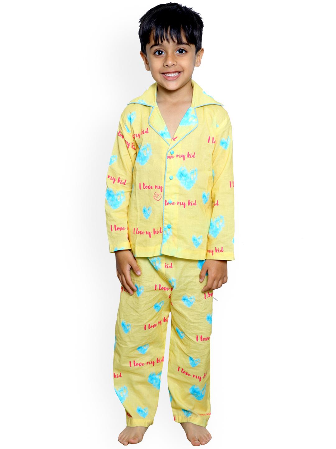 Buy Little Musketeer Boys Typography Printed Pure Cotton Night Suit ...