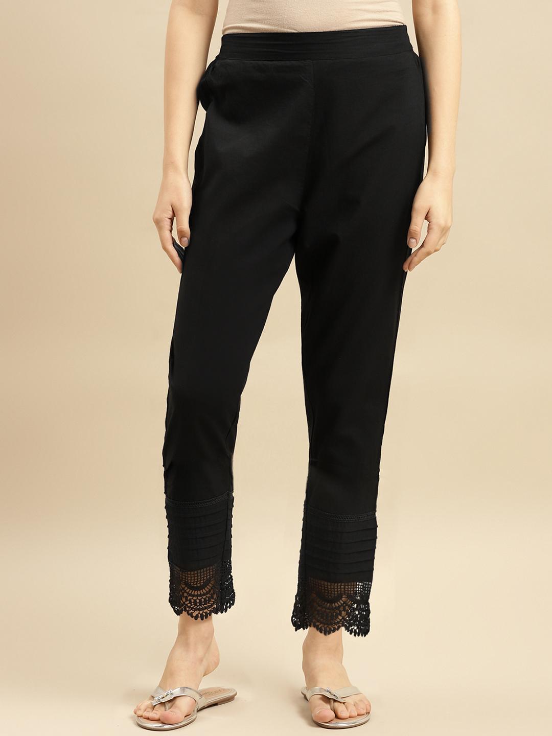 Buy Rangita Women Pencil Slim Fit Plain Pure Cotton Ethnic Trousers ...