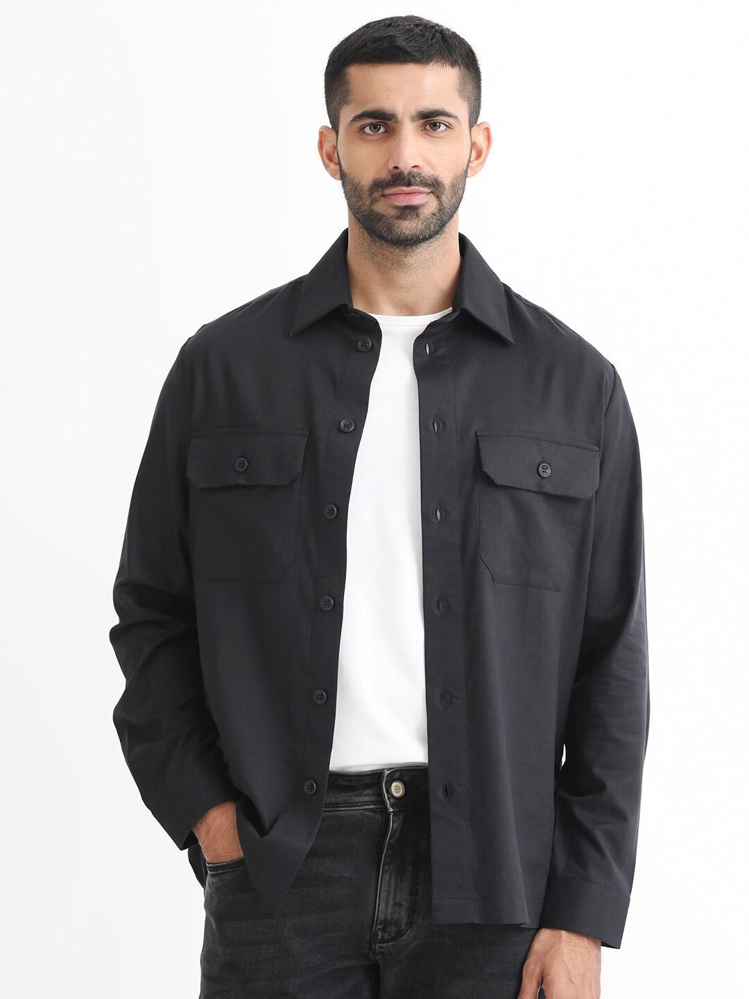 Buy RARE RABBIT Men Lampil Slim Fit Opaque Cotton Shacket - Shackets ...